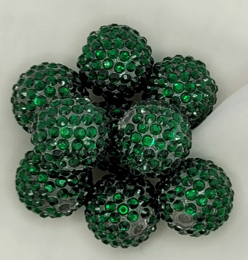 20mm Emerald Green Rhinestone | Sassy Curl Designs, LLC